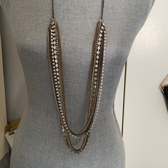 Jewelry | Multi Layered Chain And Rhinestone Necklace | Poshmark